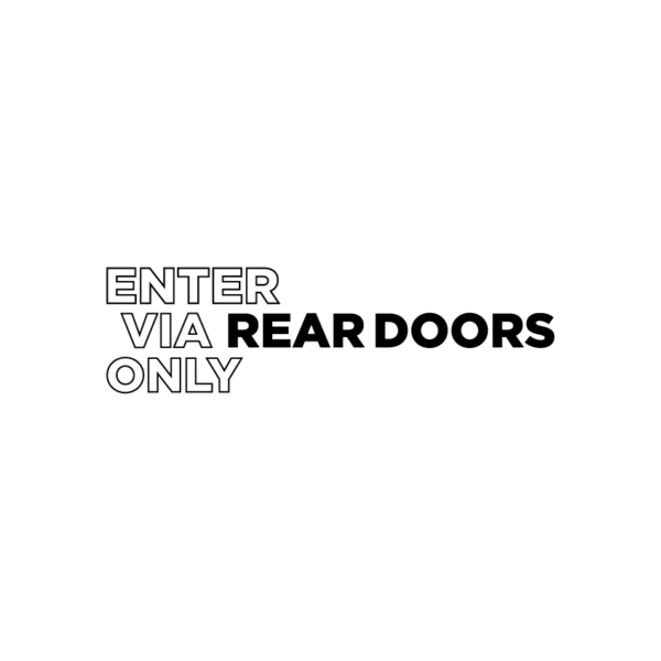 Enter rear doors only - Plakjestickers